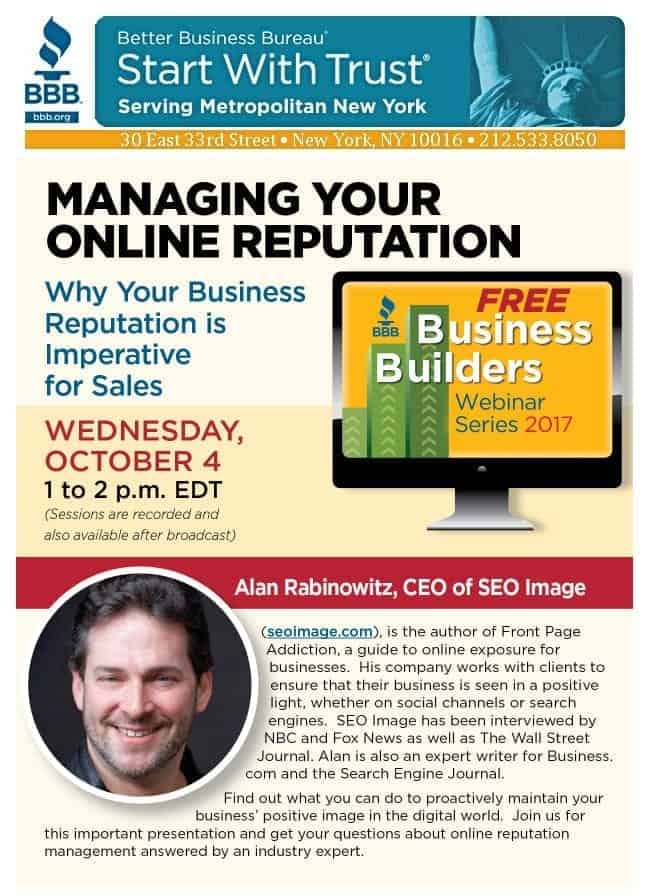 Online Reputation Management Webinar Seo Image